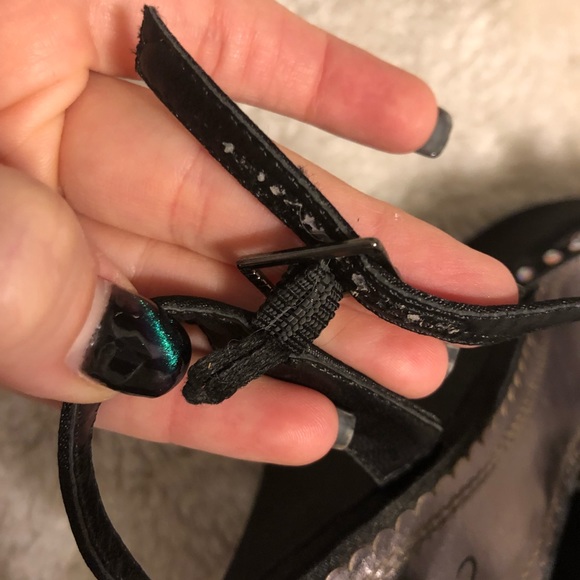 Y-Not | Shoes | Sexy Black Strappy Satin Wedges With Rhinestones | Poshmark